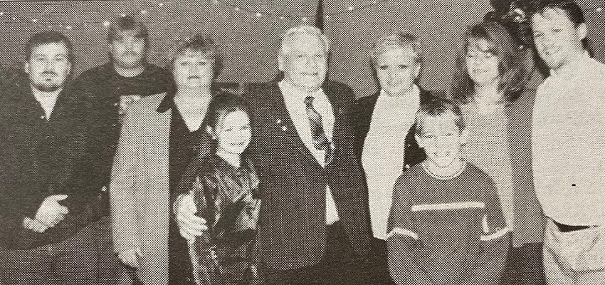 Gary is pictured center with his family at his Teamster retirement party